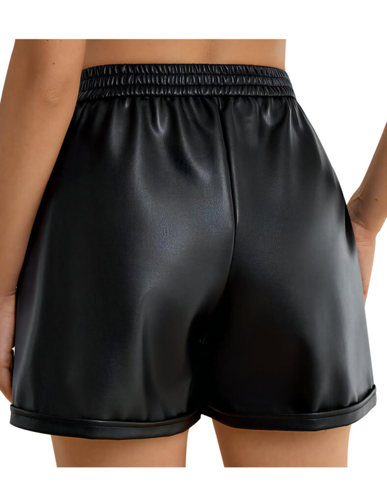 Elastic Waist Leather Shorts for Women - Everbellus